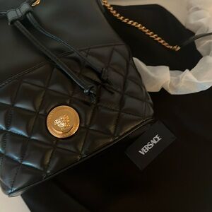 Versace | Bags | Versace Black Leather Quilted Bucket Bag | Poshmark